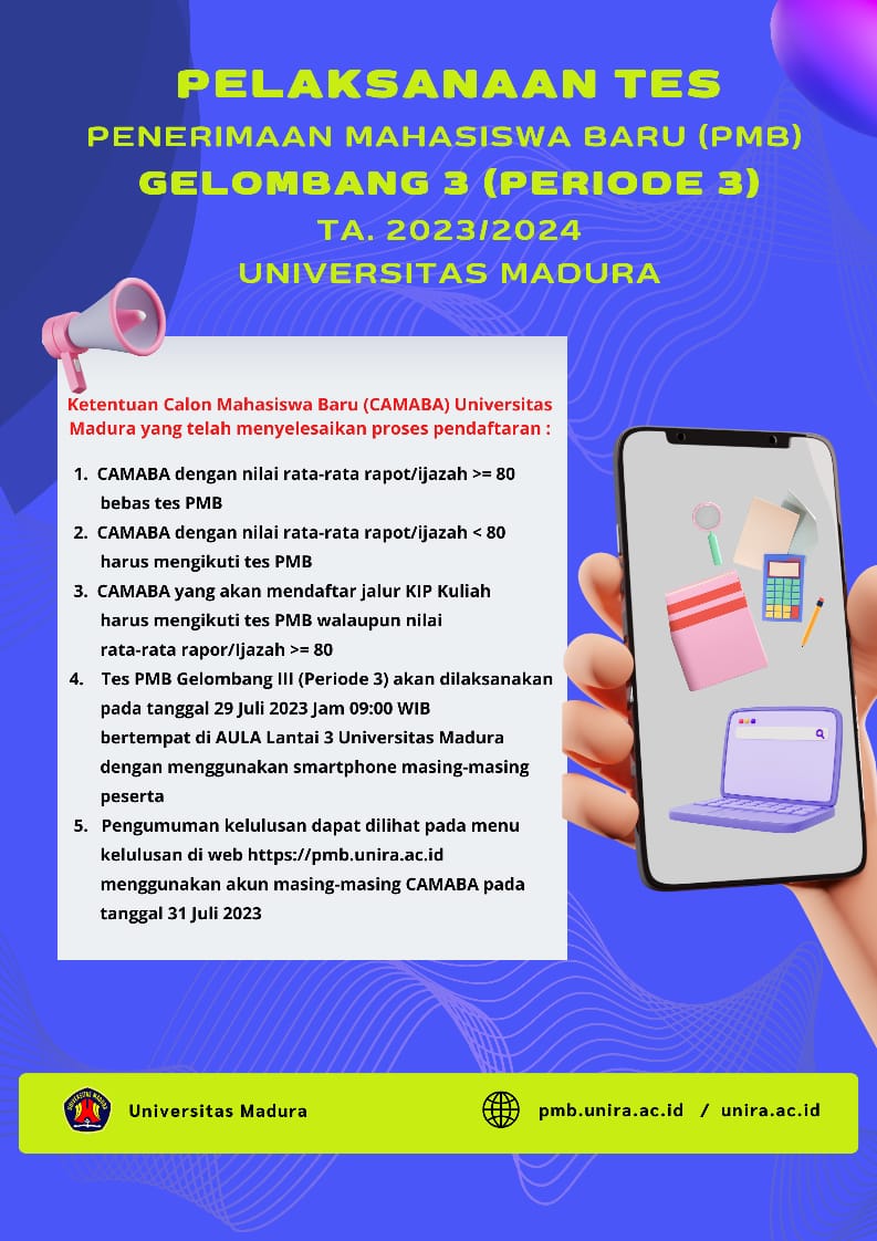 UNIRA - Pengumuman - Pelaksanaan Tes PMB Gelombang 3 (Periode 3 ... UNIRA - Pengumuman - Pelaksanaan Tes PMB Gelombang 3 (Periode 3 ...